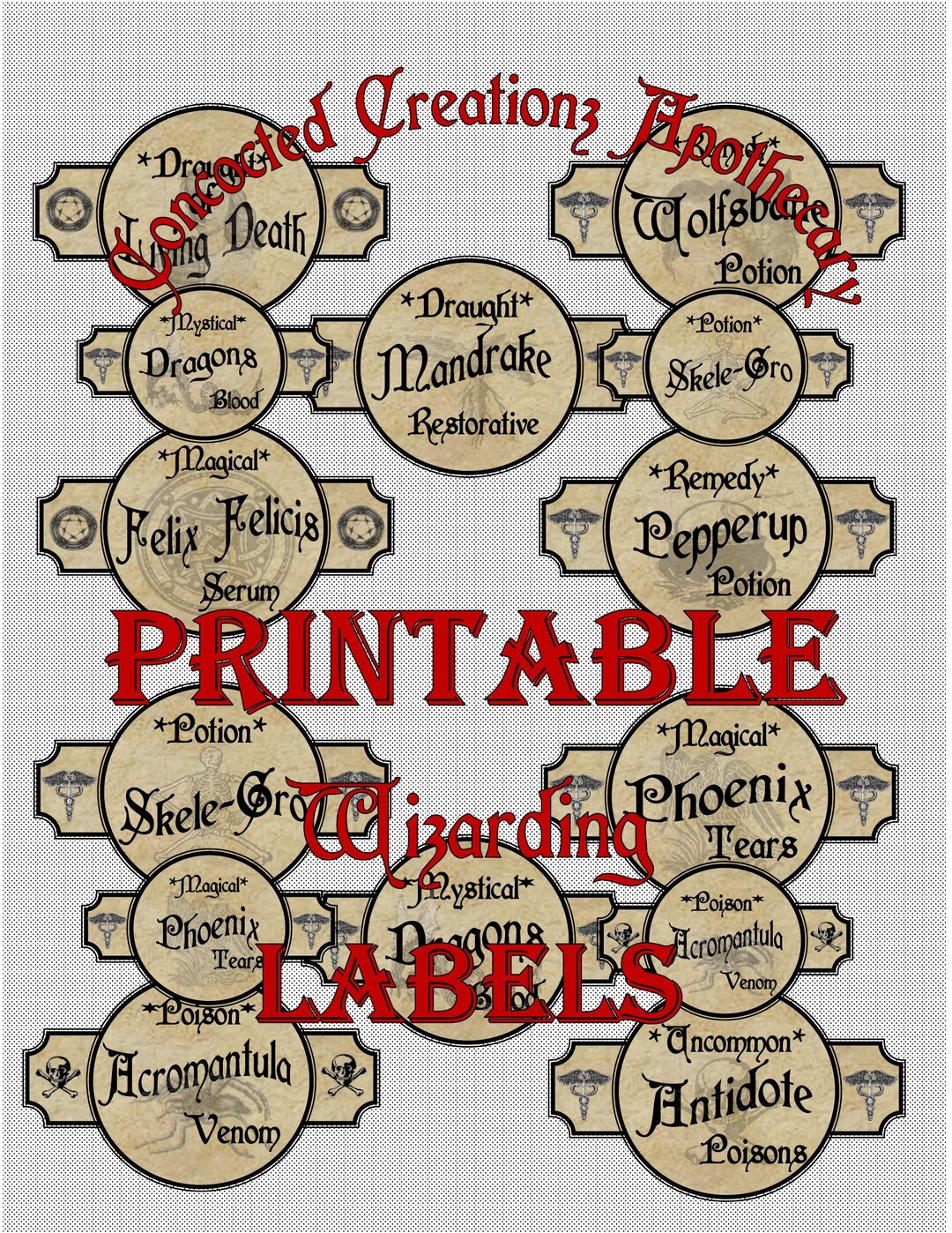 Wizard Potion Labels- Printable B Set of 10 - Etsy
