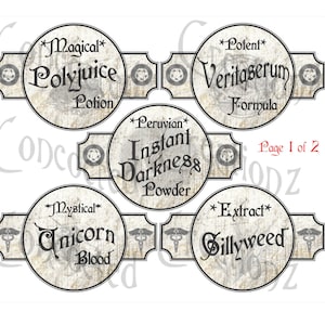 Wizarding Potion Labels Printable A Set of 10 - Etsy
