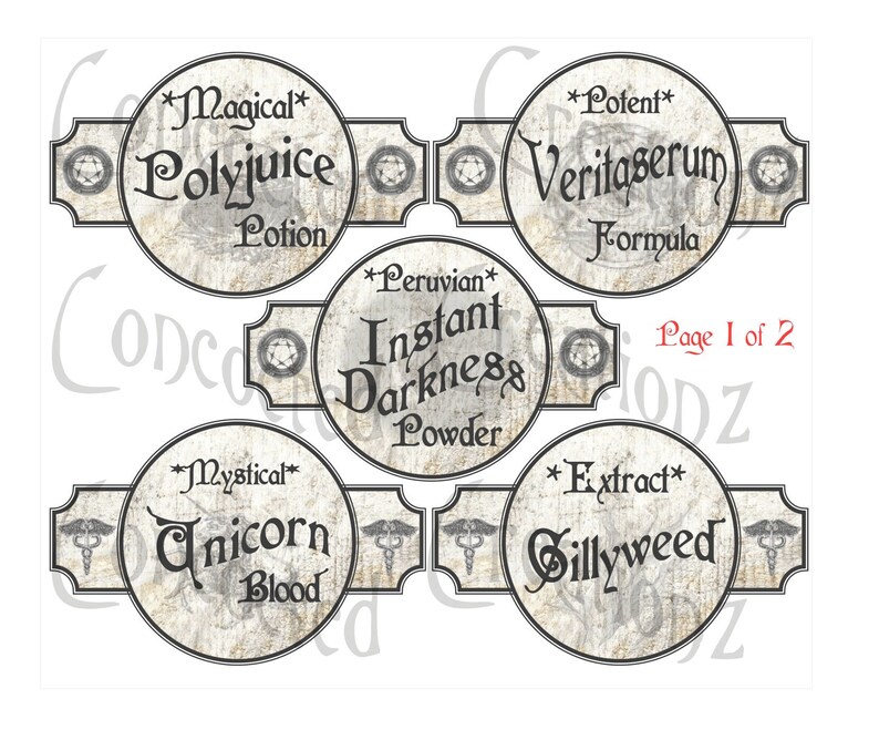 Wizarding Potion Labels Printable A Set of 10 - Etsy
