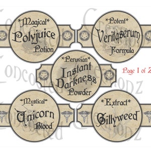 Wizarding Potion Labels Printable A Set of 10 - Etsy