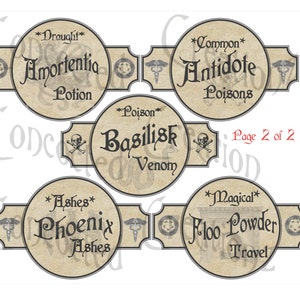 Wizarding Potion Labels Printable A Set of 10 - Etsy