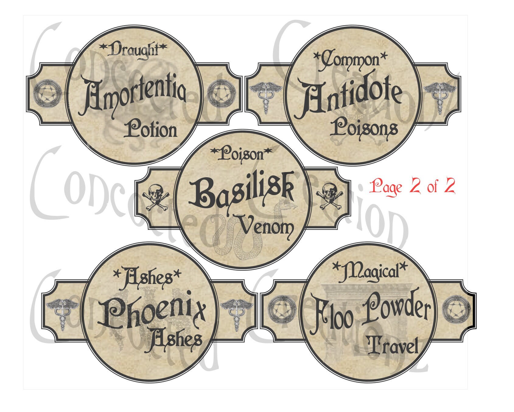 Wizarding Potion Labels Printable A Set of 10 - Etsy