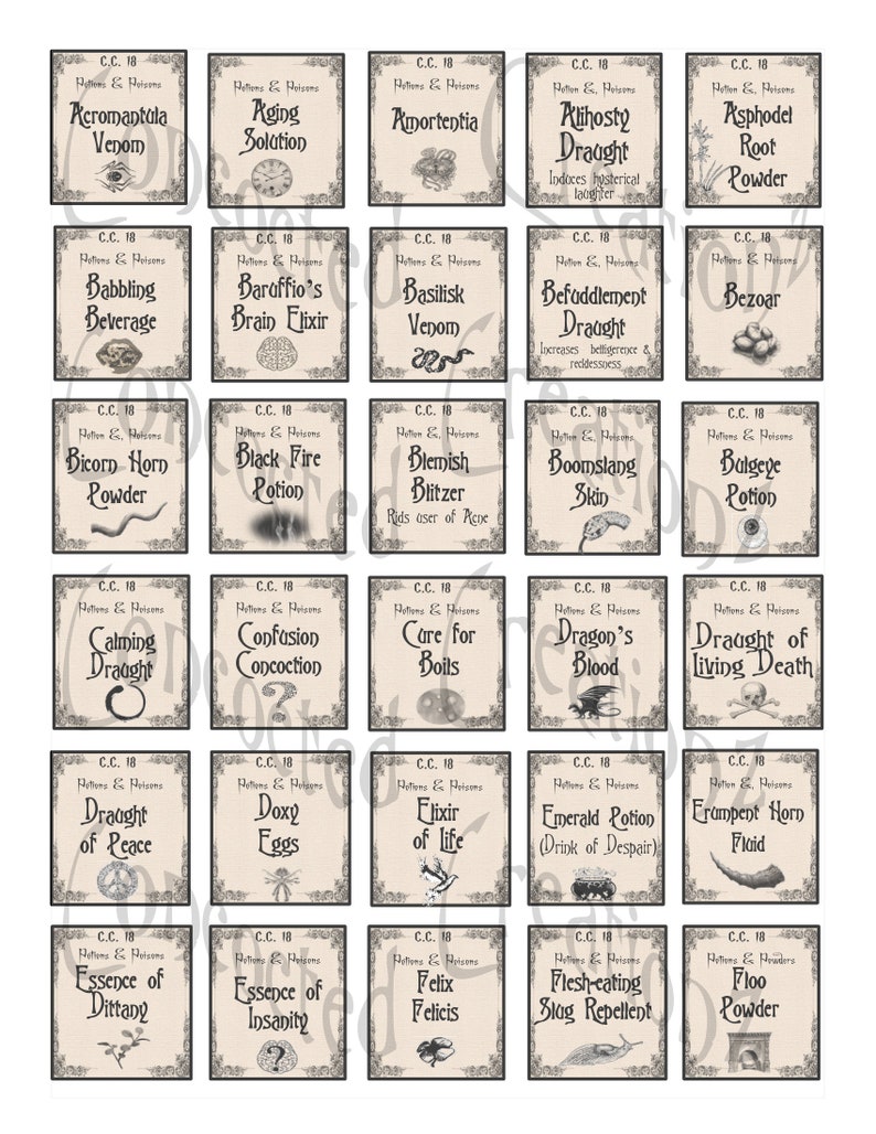 60 Printable Wizarding Labels Small - Etsy