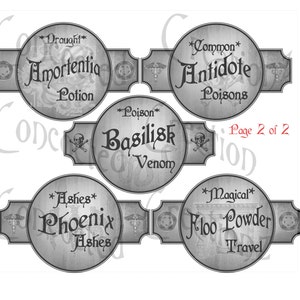 Wizarding Potion Labels Printable A Set of 10 - Etsy