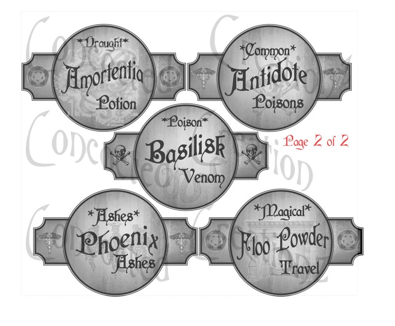 Wizarding Potion Labels Printable A Set of 10 - Etsy