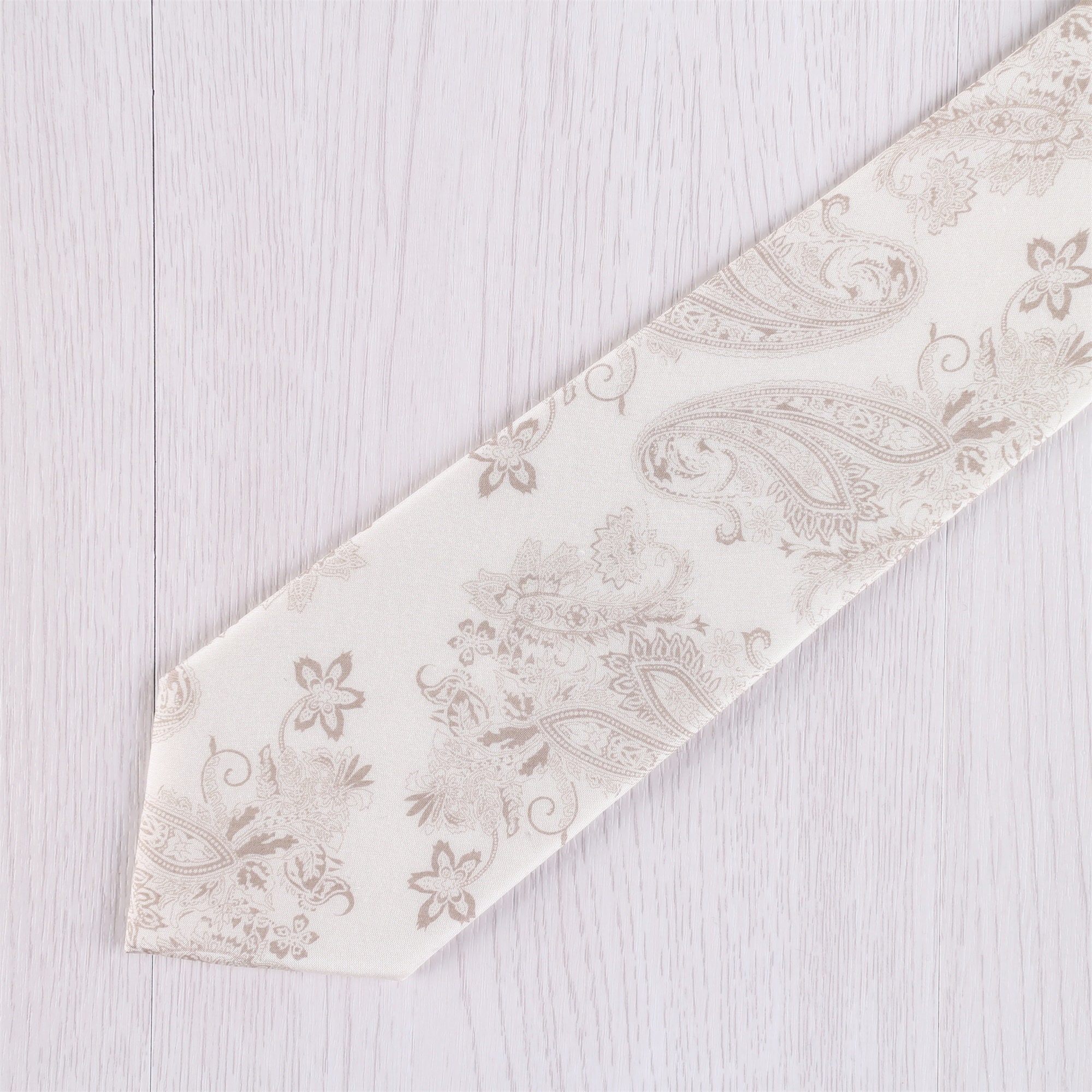 Floral Tie for Men, Ivory White Floral Printed Cotton Necktie, Vintage ...