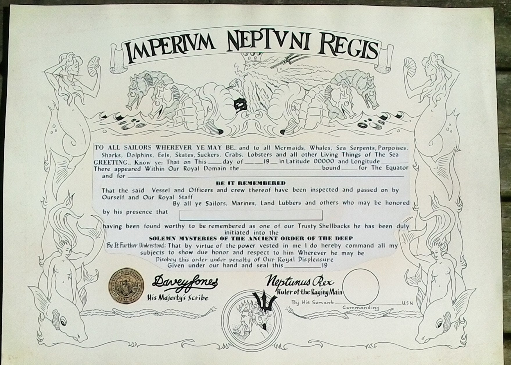 Imperium Neptuni Regis Certificate Mockup Grant Powers | Etsy