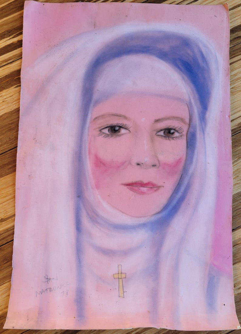 Mother Mary Pastel on Paper, Stan Matrunick - Etsy