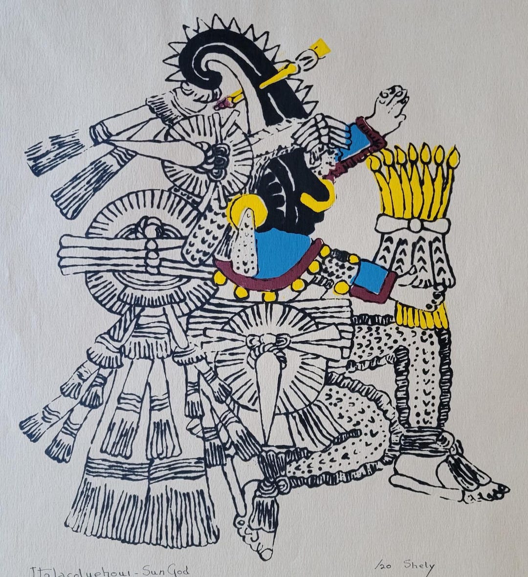 Itzlacoluehoui - Sun God - Signed, Limited Edition Serigraph, Edith W ...