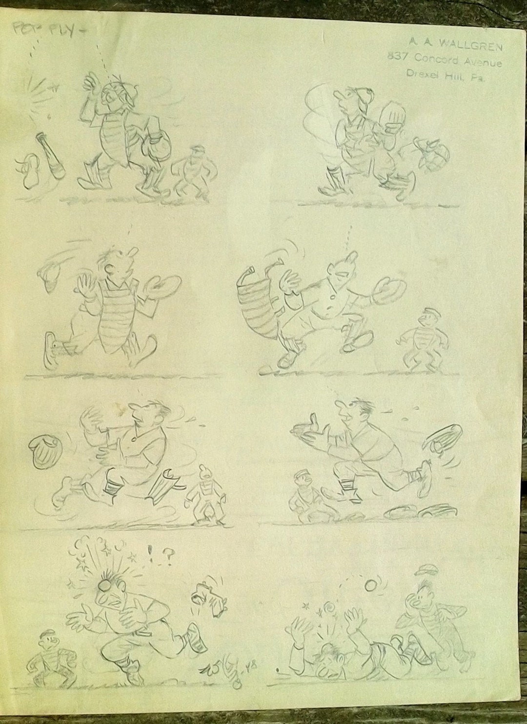 Pop Fly - Original Cartoon in Pencil, A A 'wally' Wallgren - Etsy