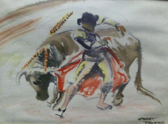 El Matador Watercolor on Canvas Grant Powers - Etsy