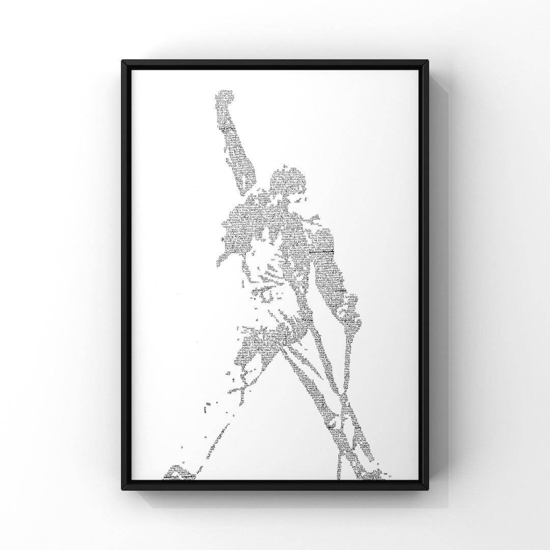 Freddie Mercury Handwritten Lyric Print Queen Portrait Bohemian ...