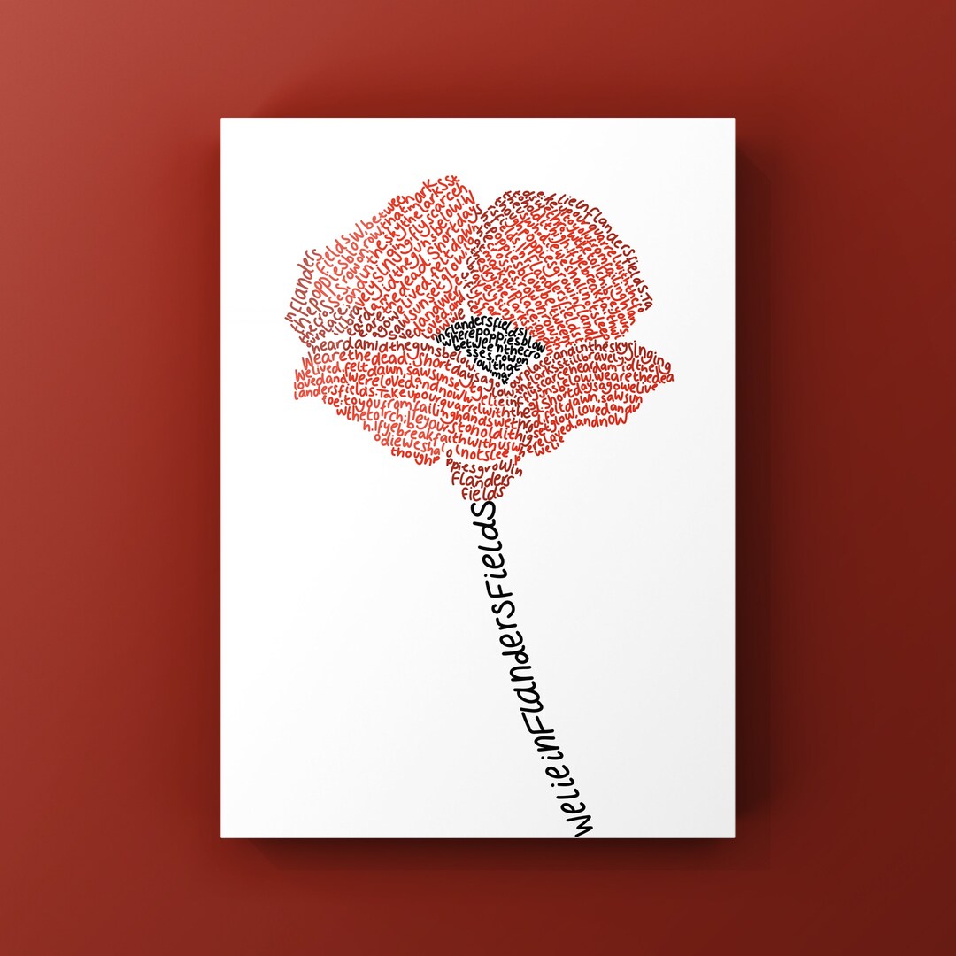 In Flanders Fields Remembrance Day Poppy A5 Print Handwritten Poetry ...