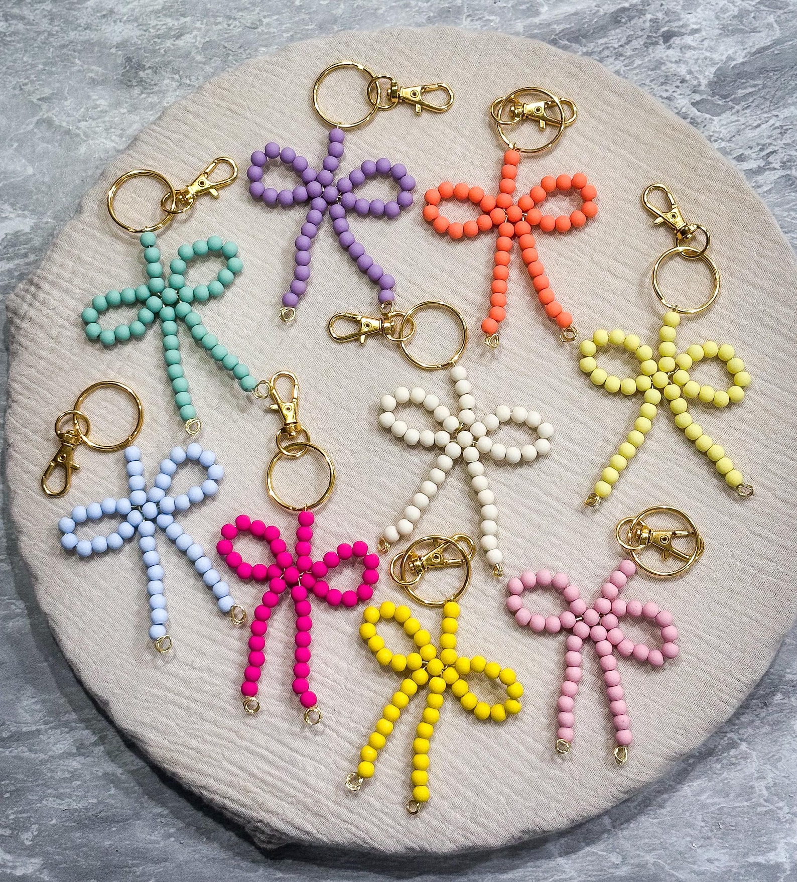 Beaded Bow Keychain: Colorful Handmade Accessories - Etsy