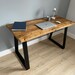 Timber Office Desk With Black Trapezium Legs - Custom Size Farmhouse ...