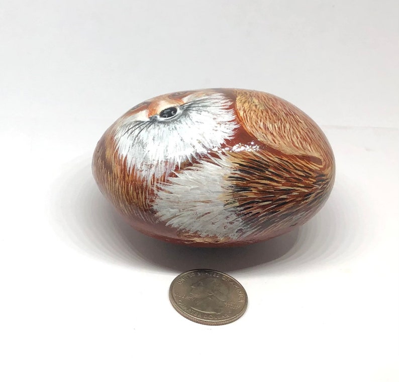 Red Fox Painted Rock Woodland Animal Paperweight Unique - Etsy
