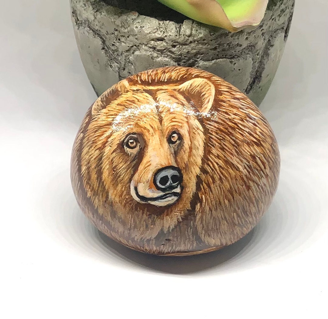 Grizzly Bear Painted Rocks, Forest Critters, Realistic Animal ...