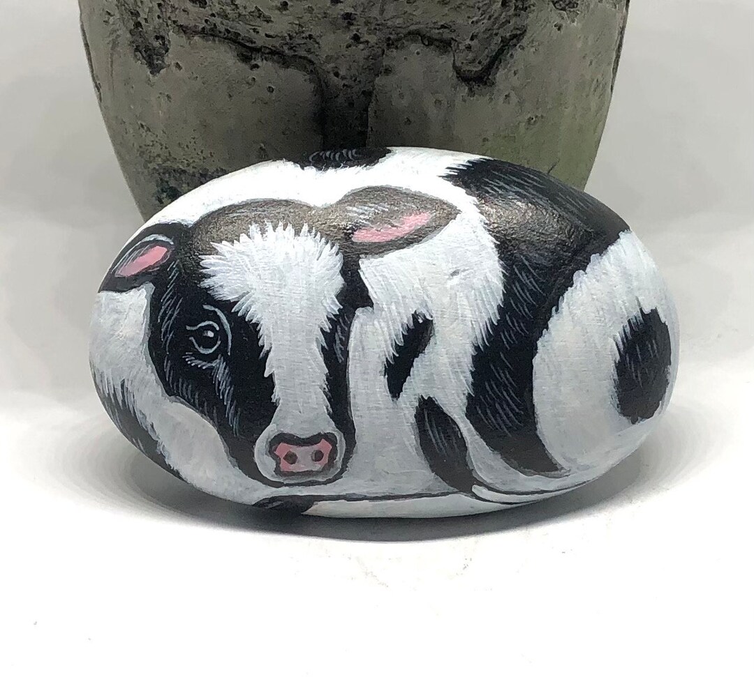Cow Painted Rocks Farm Animal Painted Stones for Home Decor - Etsy