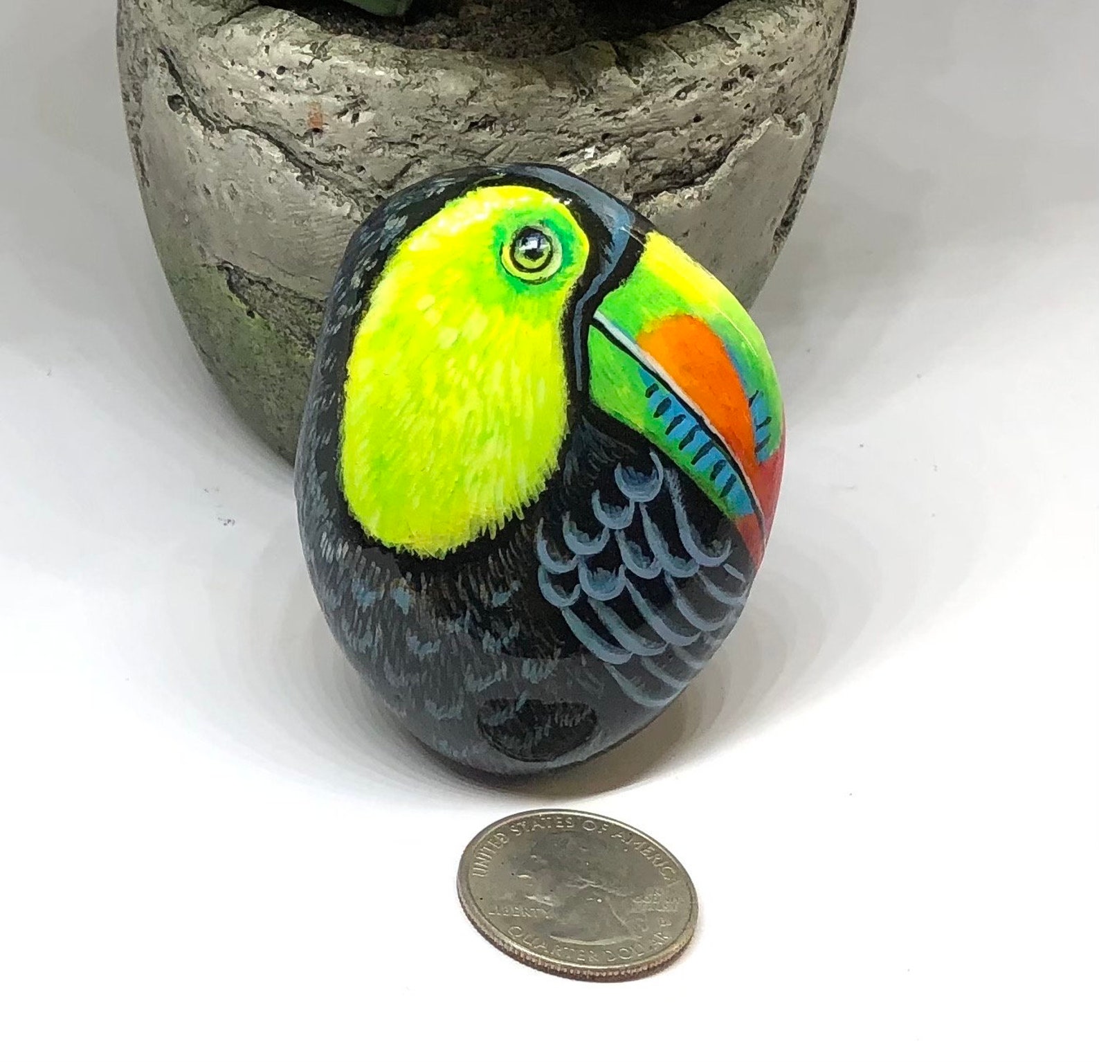 Small Toucan Painted Rocks, Unique Painted Stone Gifts for Bird Lovers ...