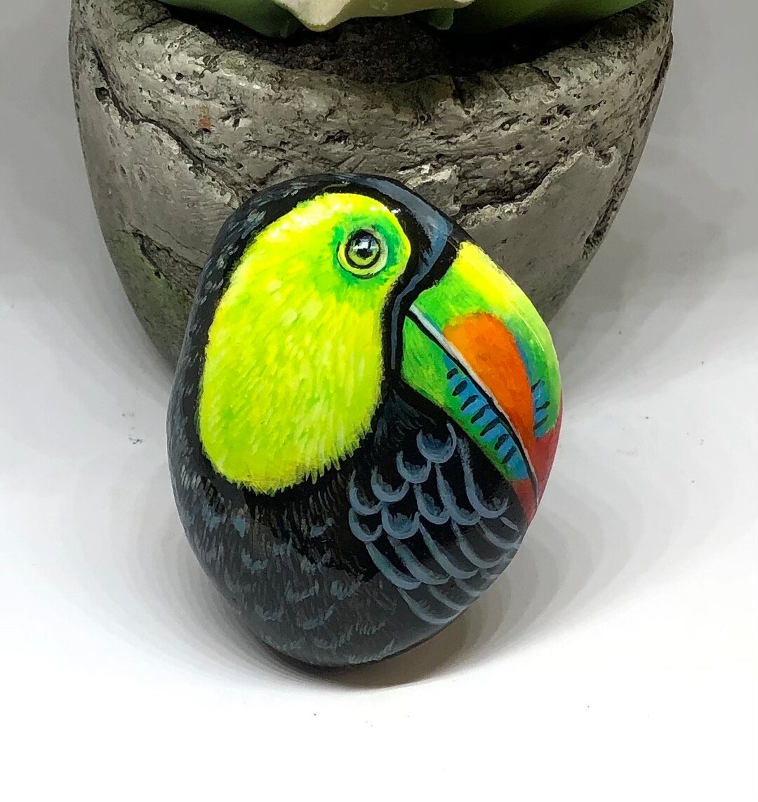 Small Toucan Painted Rocks, Unique Painted Stone Gifts for Bird Lovers ...