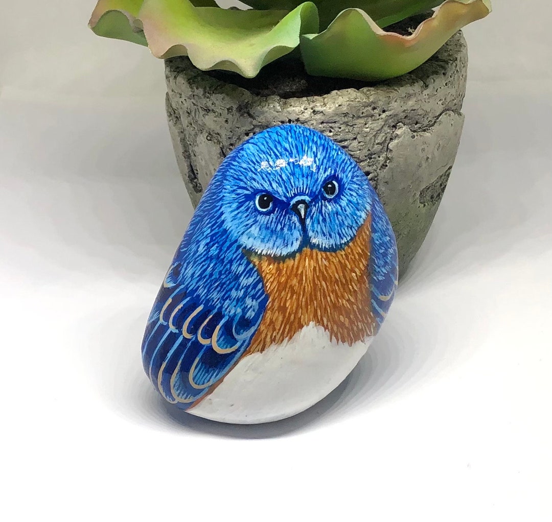 Eastern Bluebird Painted Rock, Unique Painted Stone Gifts for Her ...