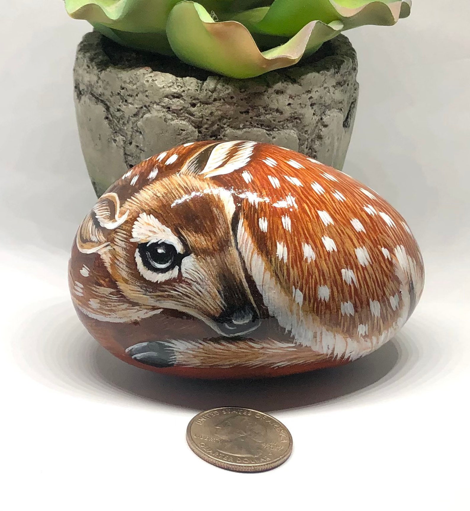 Fawn Painted Rock Unique Deer Painted Stones for Gift and - Etsy