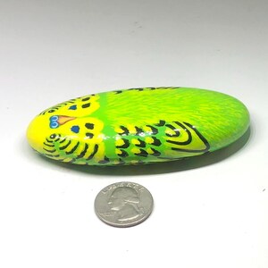 Green Parakeet Painted Rocks, Unique Painted Stone Gifts for Bird ...