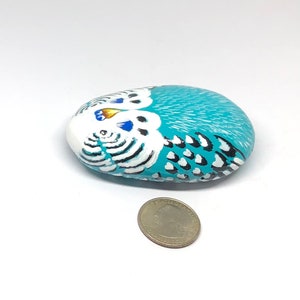 Blue Parakeet Painted Rocks, Unique Painted Stone Gifts for Bird Lovers ...
