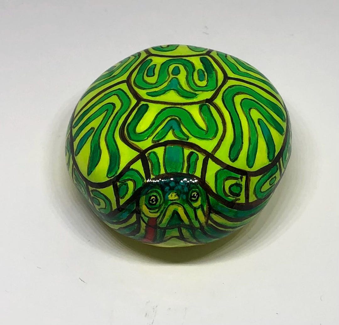 Red Eared Slider Turtle Painted Rock, Turtle Yard Art,turtle Gift for ...