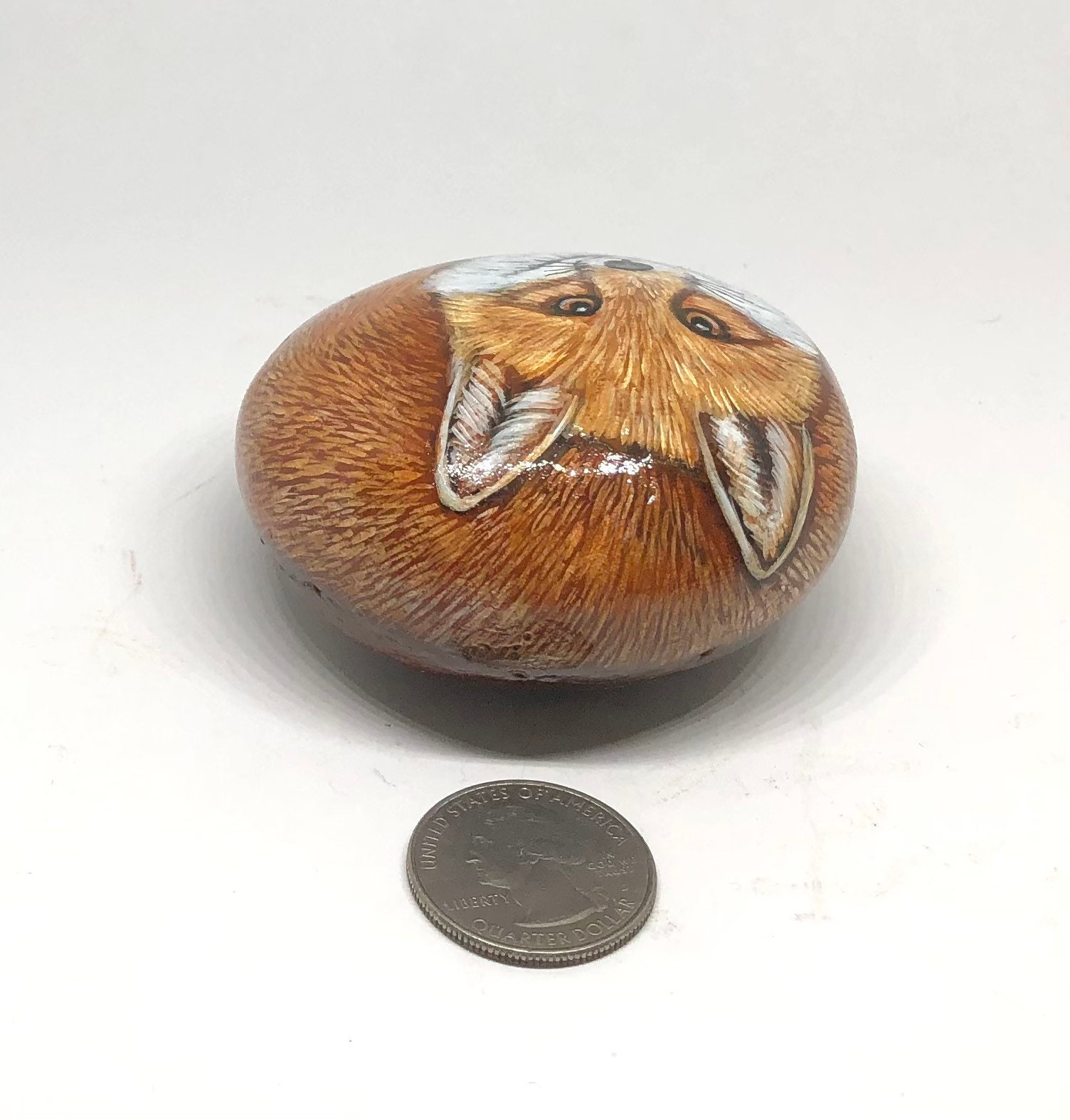 Red Fox Painted Rock Woodland Animal Paperweight Unique - Etsy
