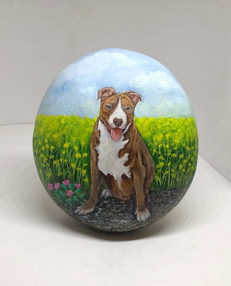 Custom Pet Portrait With Background Painted Rocks From Your - Etsy