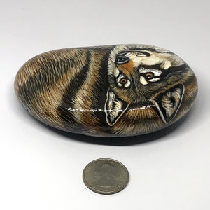 Wolf Painted Rock, Size 4 X2.5 Inches, Unique Animal Painted Stones for ...