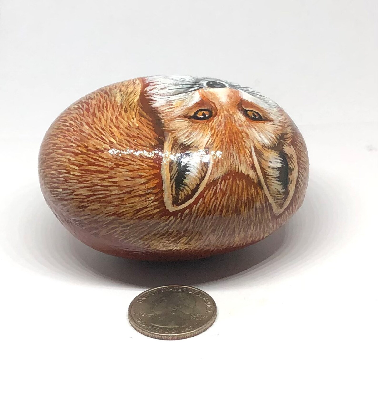 Red Fox Painted Rock Woodland Animal Paperweight Unique - Etsy