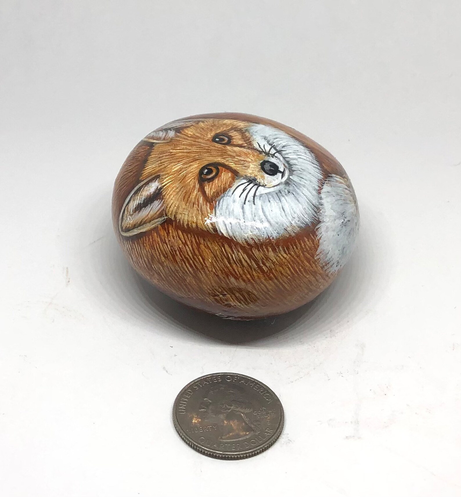 Red Fox Painted Rock Woodland Animal Paperweight Unique - Etsy