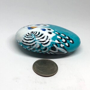 Blue Parakeet Painted Rocks, Unique Painted Stone Gifts for Bird Lovers ...