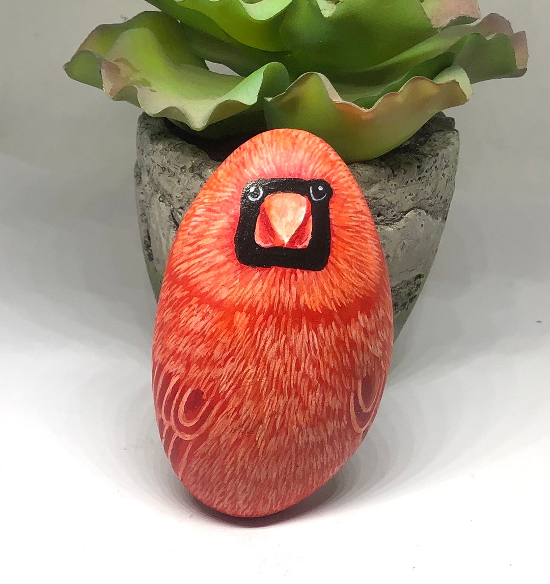 Hand Painted Northern Cardinal Painted Rock, Christmas Gifts, Red ...