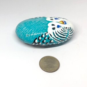 Blue Parakeet Painted Rocks, Unique Painted Stone Gifts for Bird Lovers ...