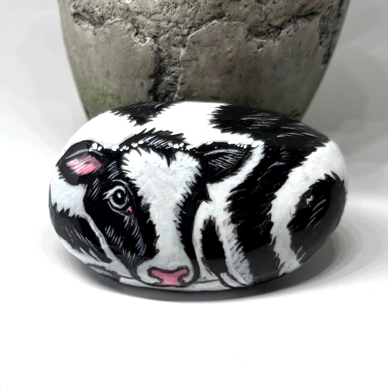 Painted Cow on Rock - Etsy