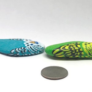Green and Blue Parakeet Painted Rocks Unique Painted Stone - Etsy