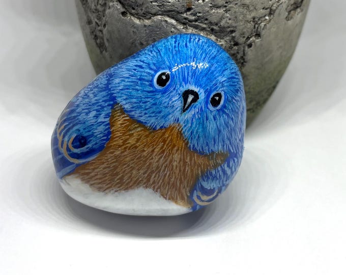 Eastern Bluebird Painted Rock, Unique Painted Stone Gifts for Her ...