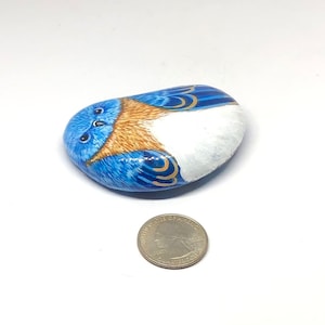 Hand Painted Cute Eastern Bluebird Painted Rock, Unique Painted Stone ...