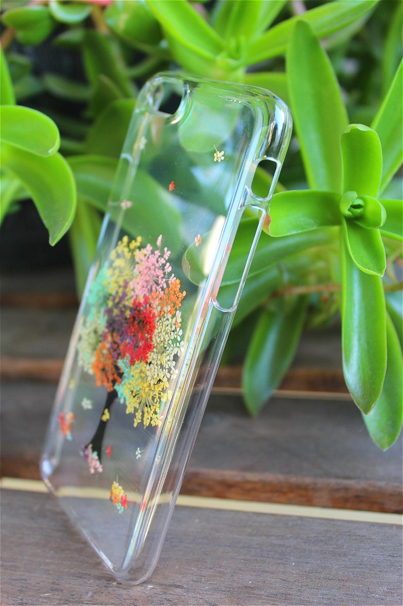 Rainbow Tree Pressed Dried Flowers Hard Plastic Phone Case on | Etsy
