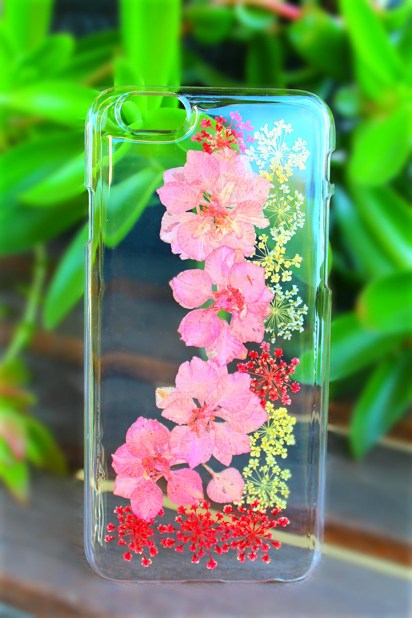 Pressed Flowers Iphone 6s Case-pink Larkspur Flowers & Wild - Etsy