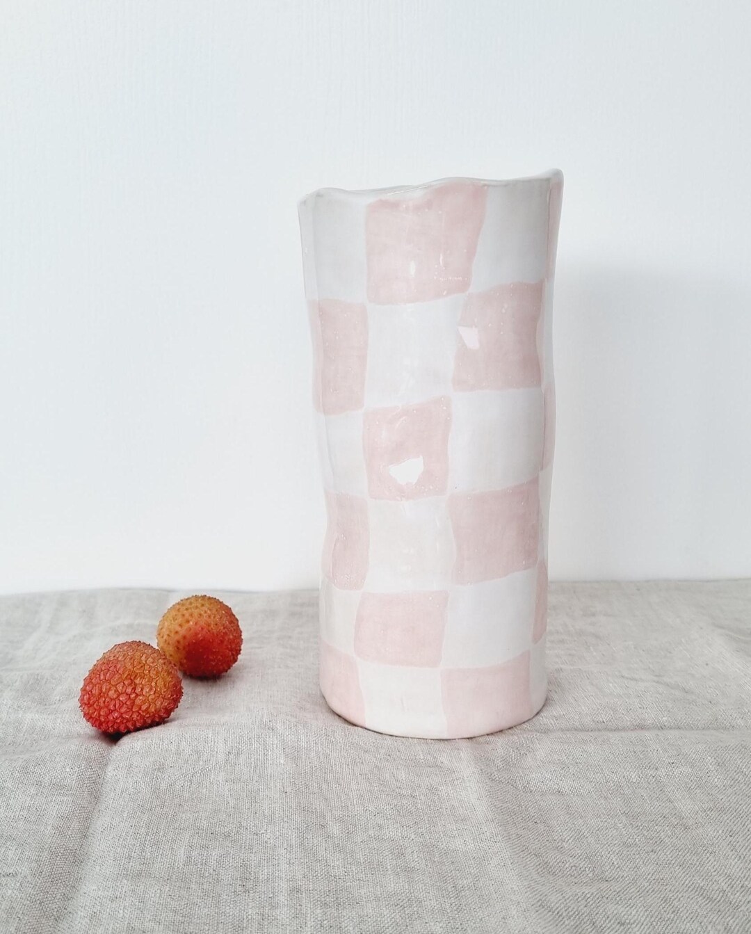Unique Eclectic Checkers Vase, Handshaped Organic Wobbly Ceramic Vase ...