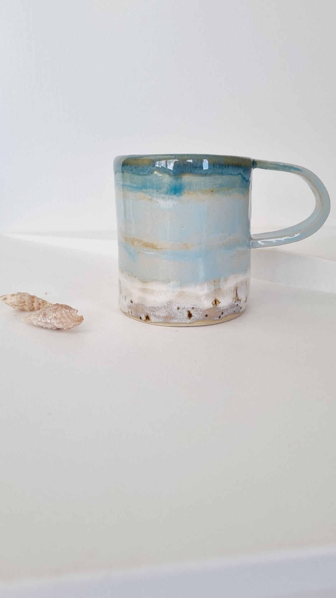 Ocean Small Cup, Coastal Style Handmade Ceramic Beachy Mug, Turquoise ...