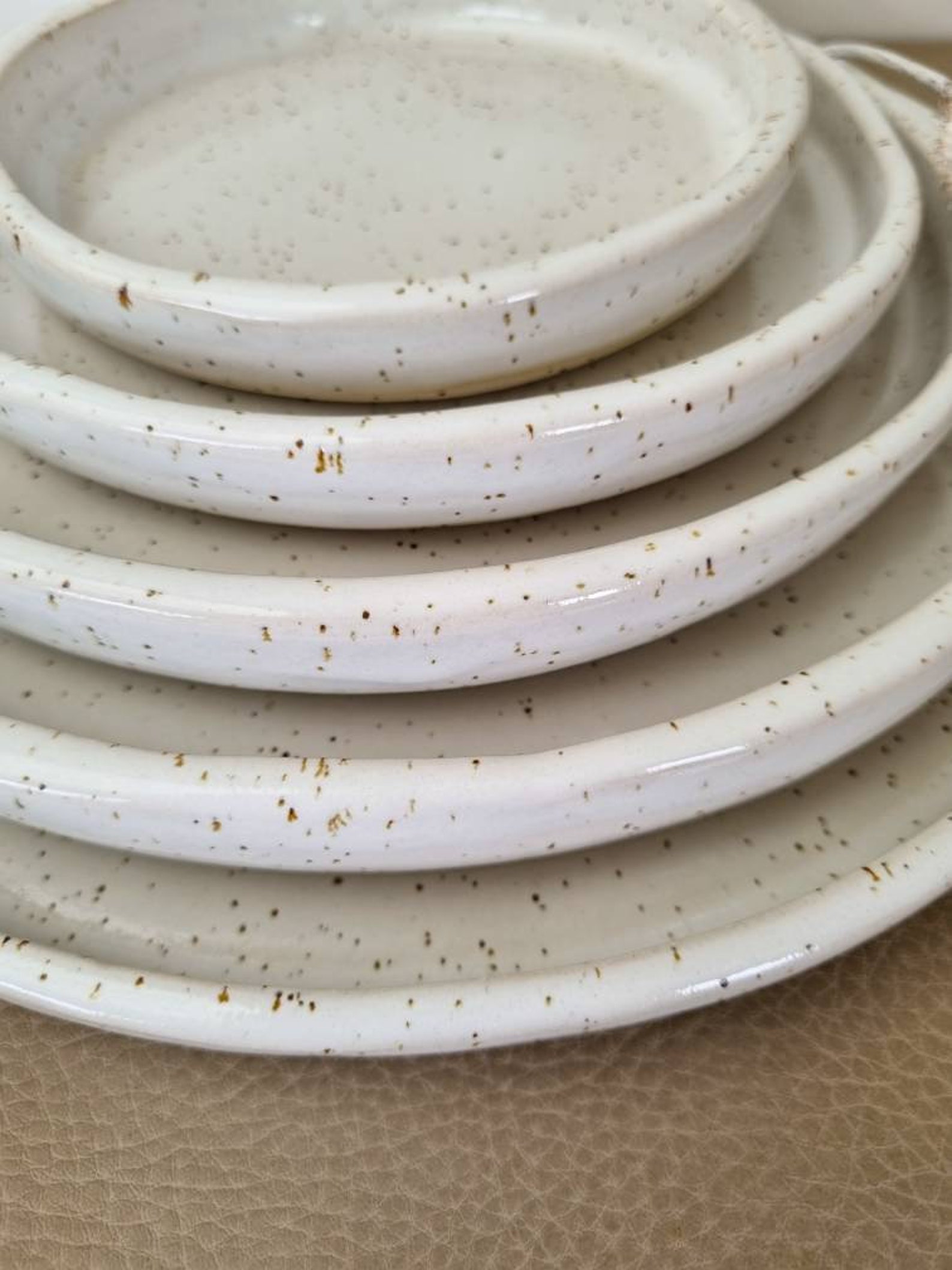 White Speckled Ceramic Stoneware Plate Dinnerware - Etsy