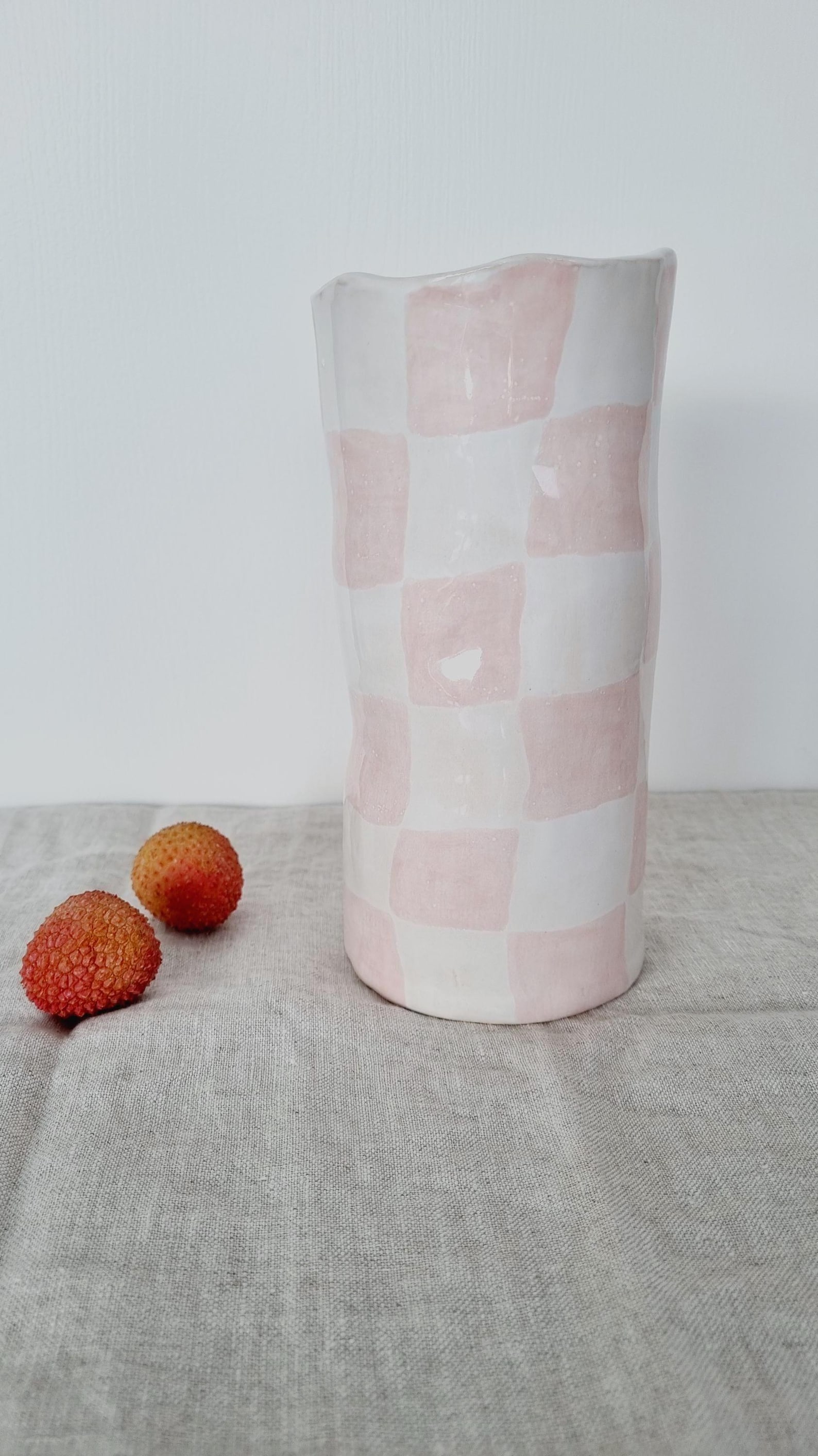 Handmade Pink Checkers Ceramic Vase: Eclectic Home Decor - Etsy
