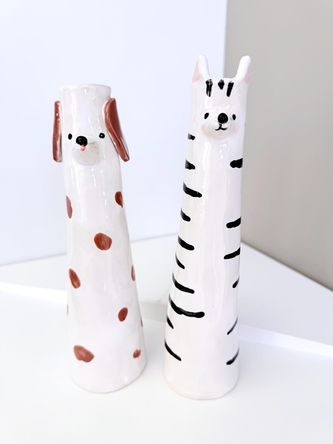 Handmade Ceramic Dog/cat Skinny Vase: Pet Lover Gift - Etsy