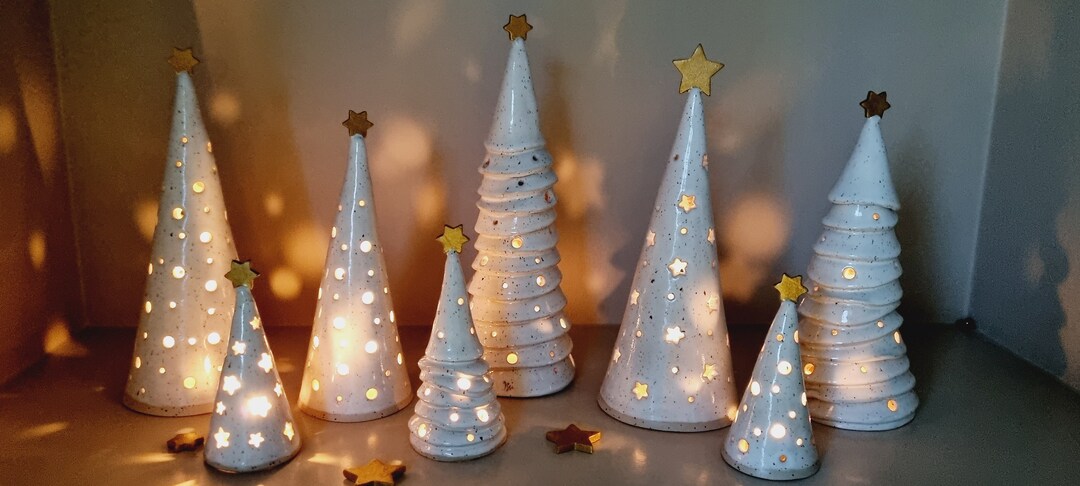 Handmade Ceramic Christmas Tree Lantern: Speckled Clay Holiday Decor - Etsy