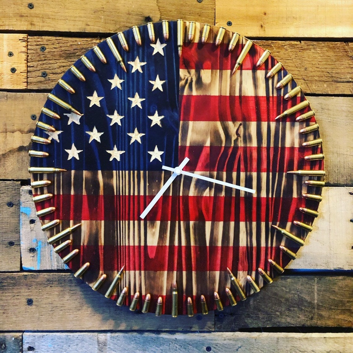 18 American Flag Bullet Clock // Rustic Clock // Vintage | Etsy